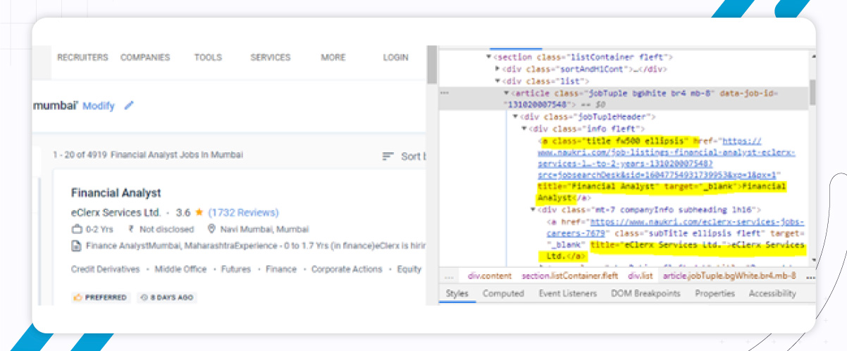 Scraping Job boards and company profiles with iWeb Data.