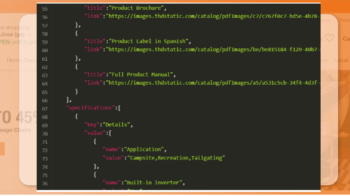 how to scrape product data from home depot website ? - TheOmniBuzz