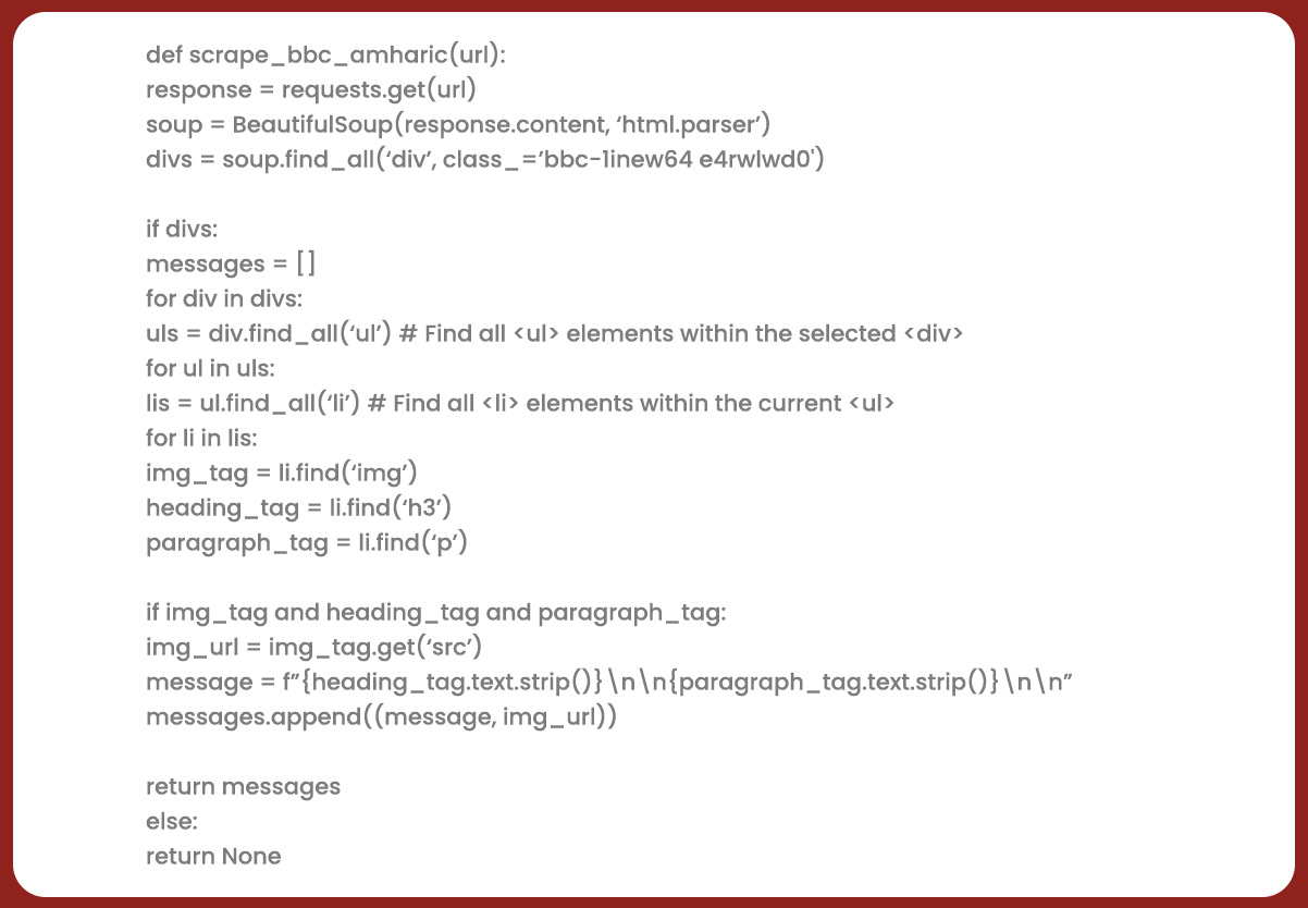 How to Perform Web Scraping BBC Amharic News Using Python and Transfer Data to Telegram Bot?